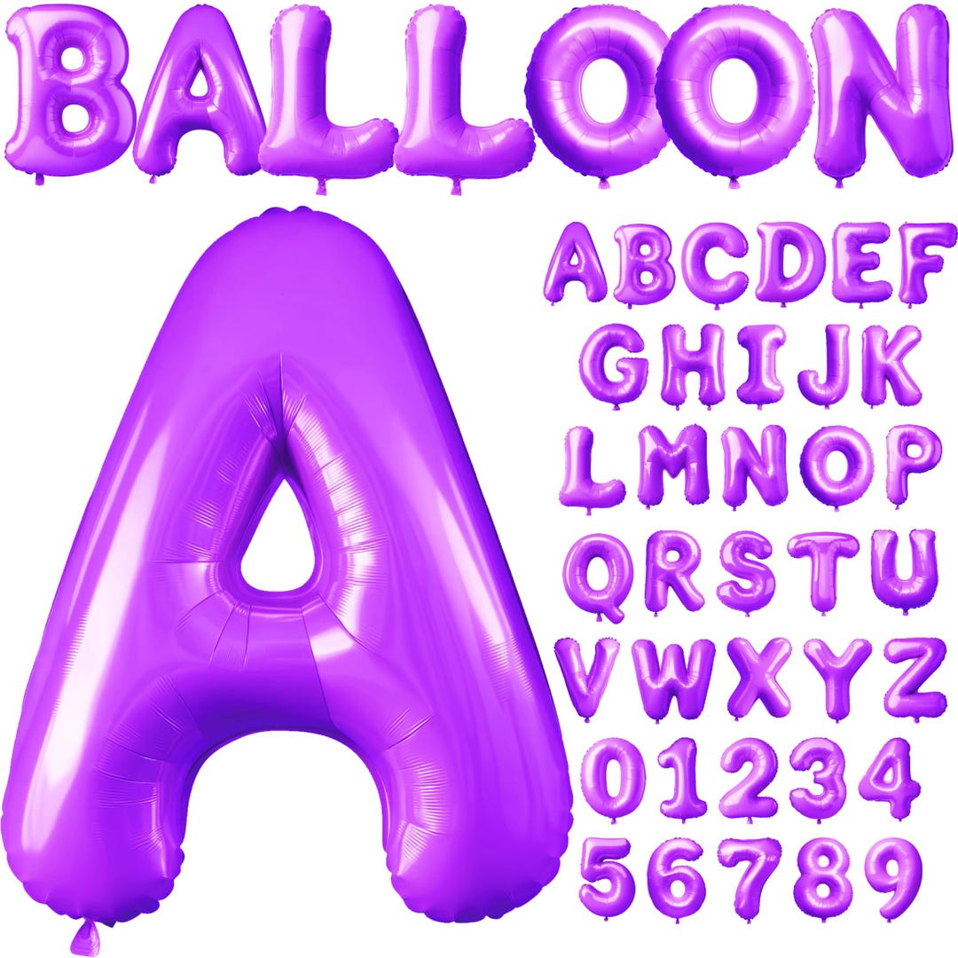 Purple Balloon PNG Letters, Transparent Background, Balloon Alphabet ...