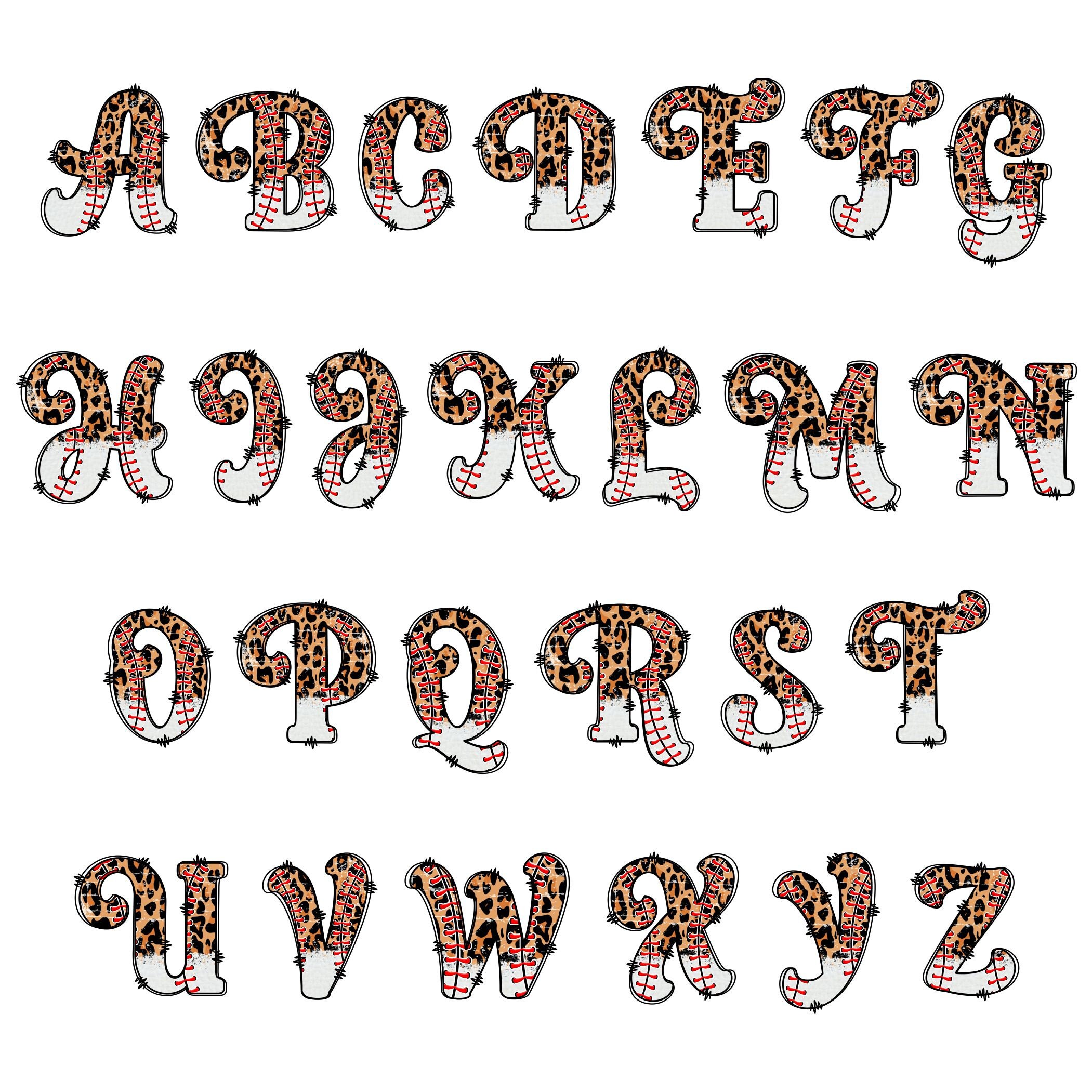 Baseball Letters PNG Leopard Doodle Alpha PNG Sport - Etsy