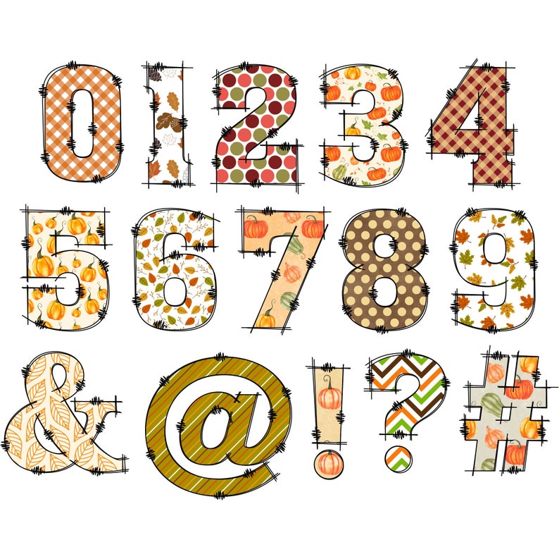 Fall Autumn Clipart Alphabet PNG Doodle Alphabet Clip Art - Etsy
