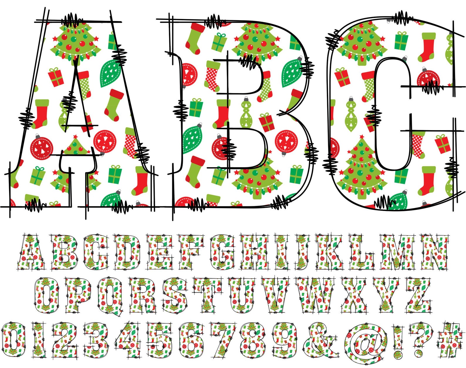 Christmas Clipart Letters PNG White Red Paper Alphabet Clip | Etsy