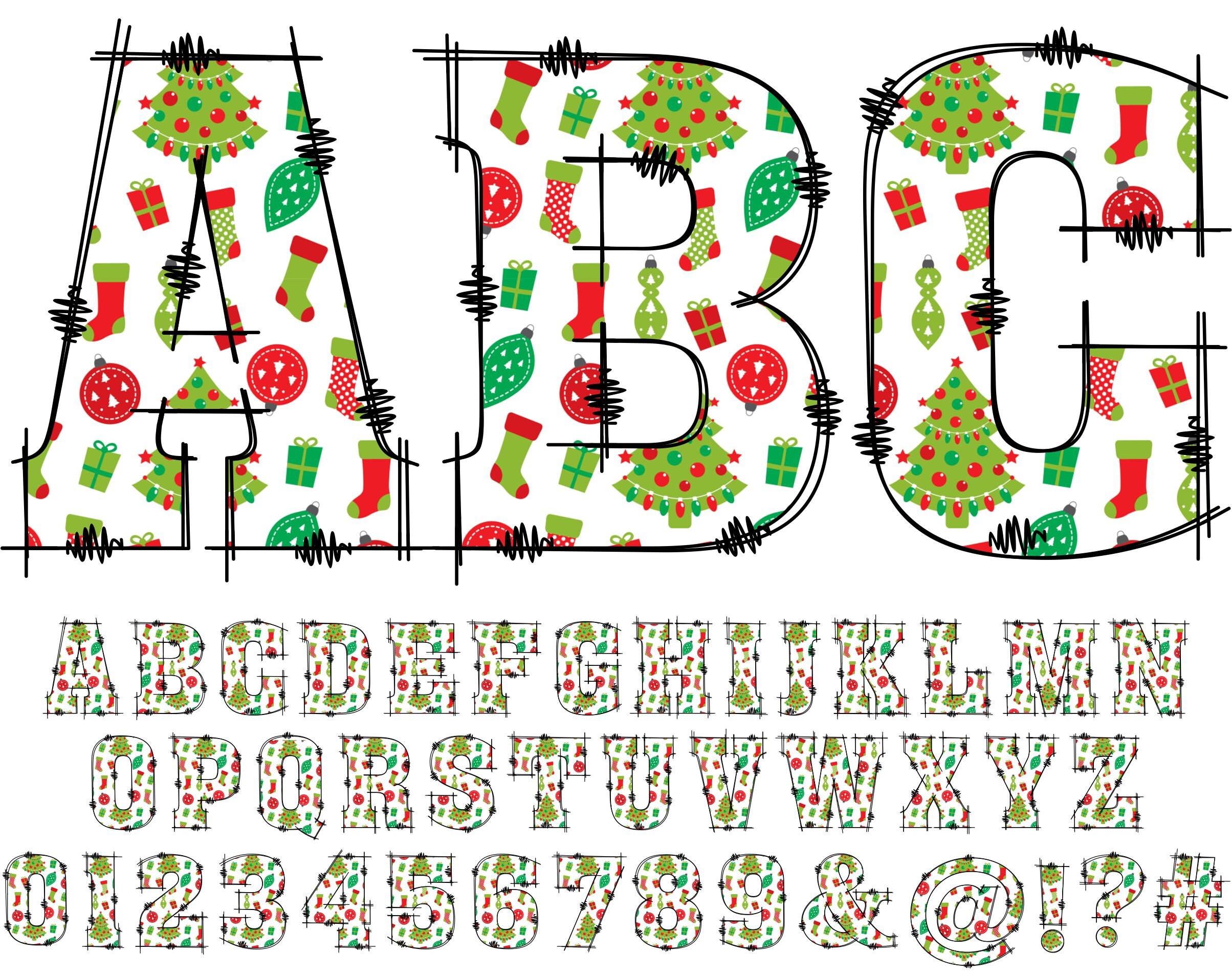 Christmas Clipart Letters PNG White Red Paper Alphabet Clip | Etsy
