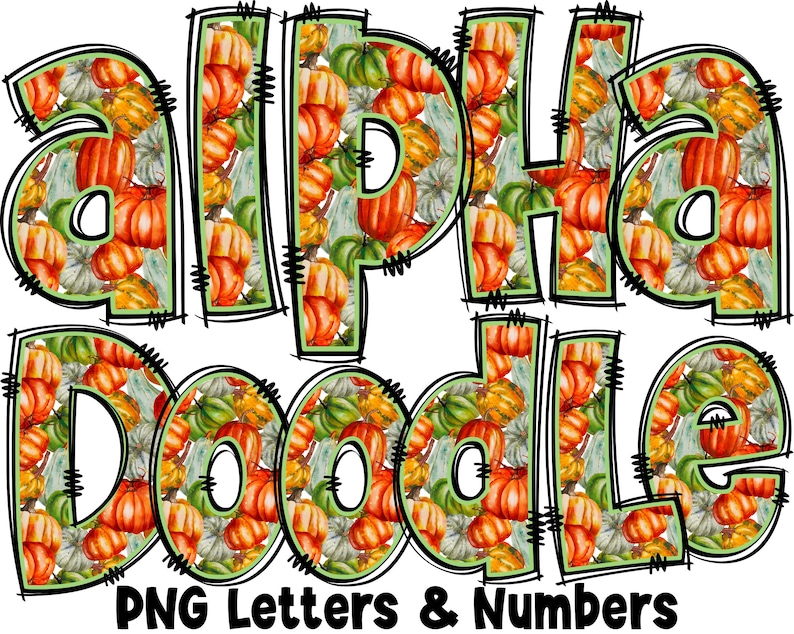 Fall Autumn Letters & Numbers PNG Alpha Doodle PNG Letters - Etsy