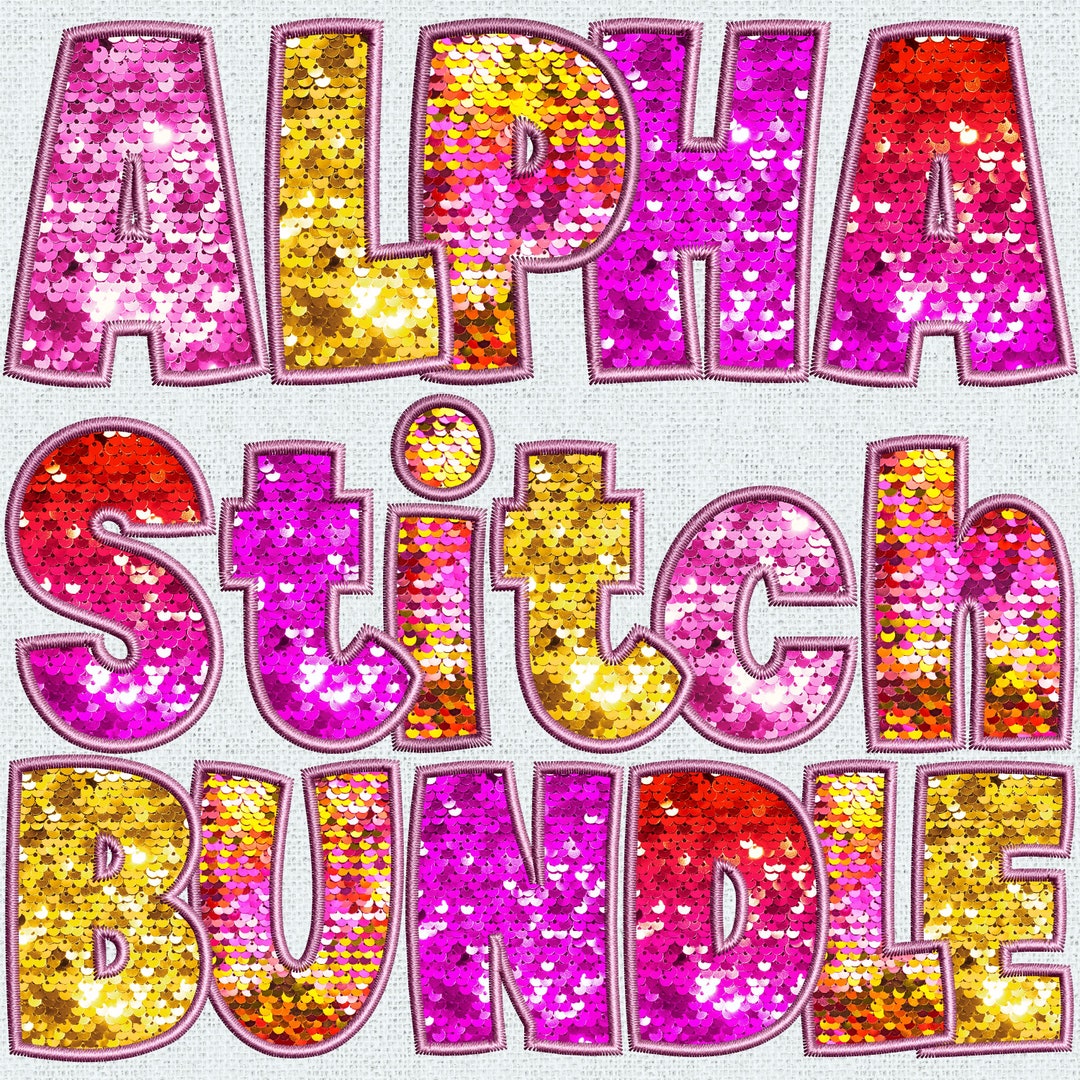 Faux Embroidery Sequin Letters BUNDLE, Faux Sequin Patch, Faux Sequin ...