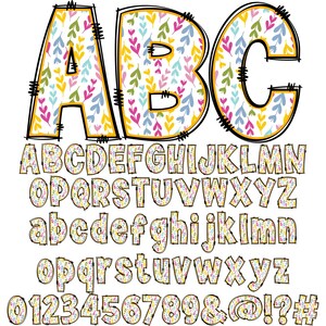 BUNDLE Spring Floral Alphabet PNG, Doodle Alpha, Doodle Flowers, Doodle ...