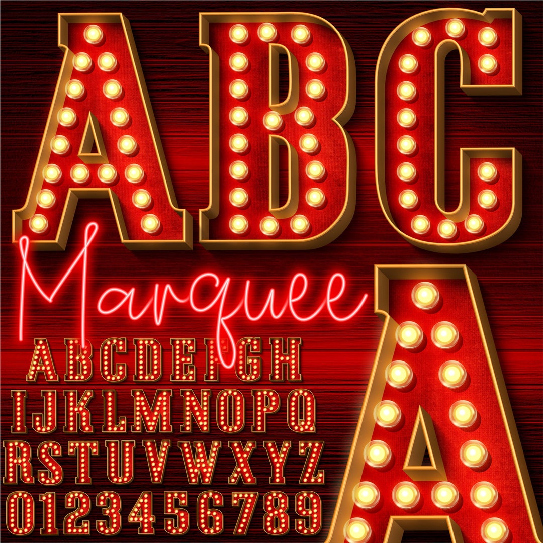 Red Marquee Letters PNG, Light Bulbs Letters, PNG Letters, 3D Letters ...