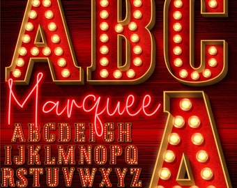 Glitter Marquee Letters PNG, Light Bulbs Letters, PNG Letters, 3D ...