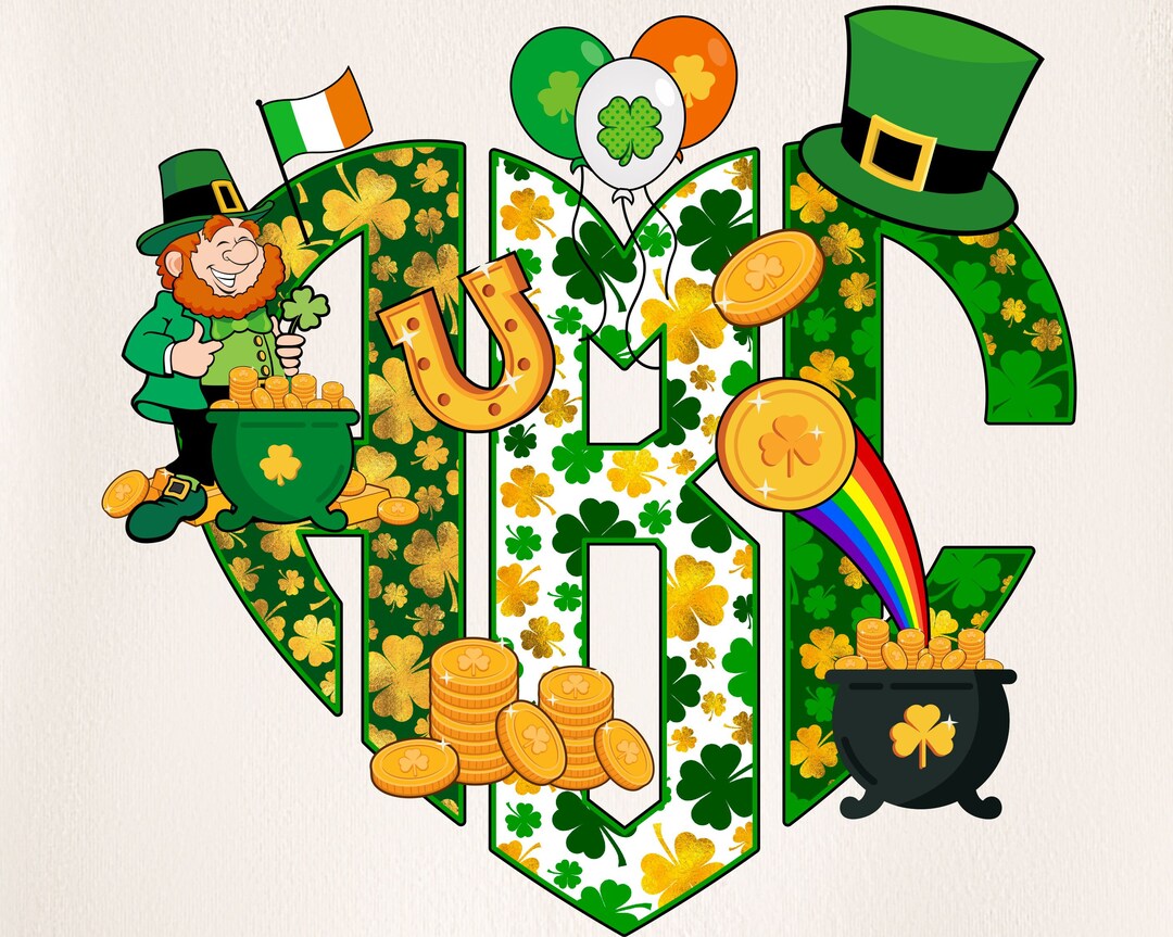 St Patrick's Day Monogram PNG Letters, Shamrock Alphabet Clip Art ...