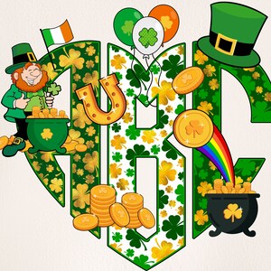 St Patrick's Day Monogram PNG Letters, Shamrock Alphabet Clip Art ...