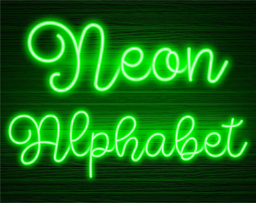 Neon Glow Effect Alphabet PNG Clip Art Letters Script Font Instant ...