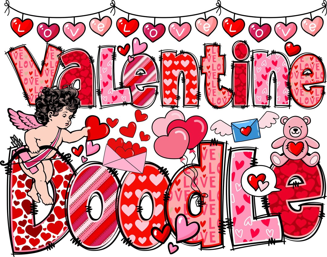 Valentine's Day Alphabet PNG, Valentines Letters, Valentines Doodle ...