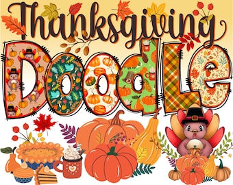 Fall Alphabet Doodle PNG Autumn Alphabet Thanksgiving Alpha - Etsy