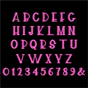 Neon Glow Effect Alphabet PNG Clip Art Letters Font Instant Download ...