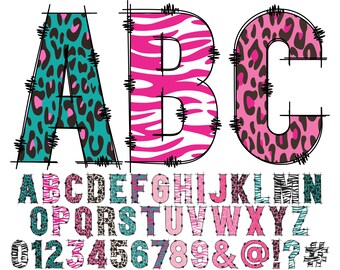 Leopard Print Alphabet PNG Doodle Alphabet Clip Art | Etsy