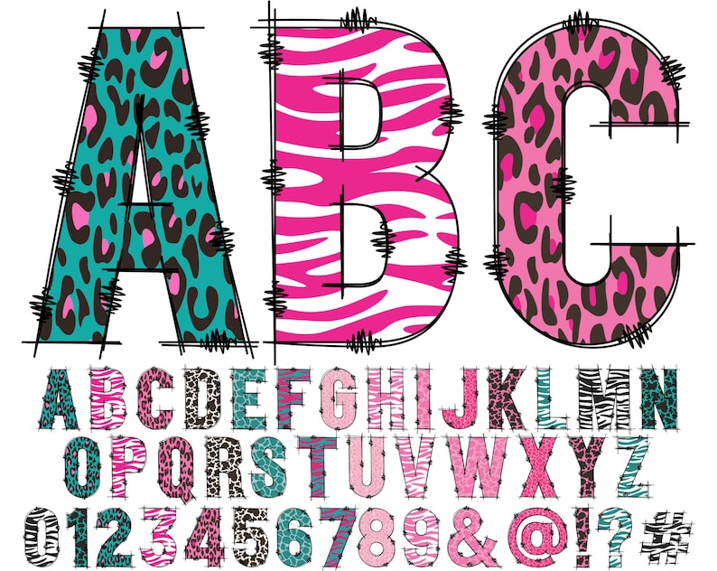 Animal Print Alphabet PNG Doodle Alphabet Clip Art - Etsy