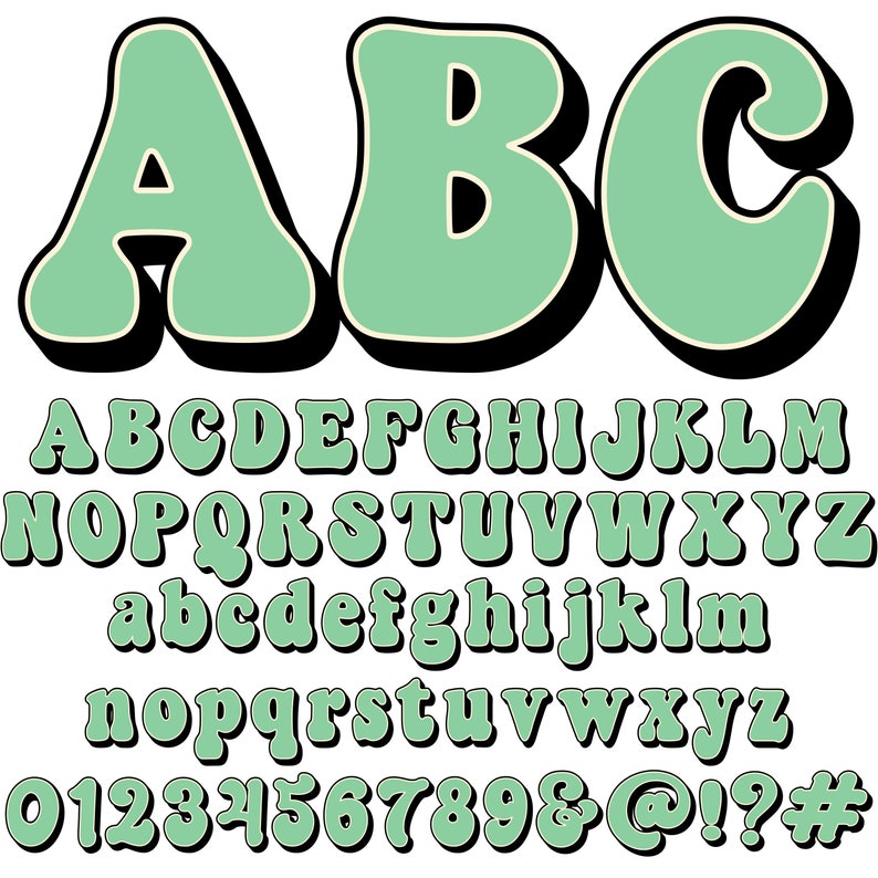 Groovy Alphabet PNG Retro Boho Letters Retro Doodle Groovy - Etsy