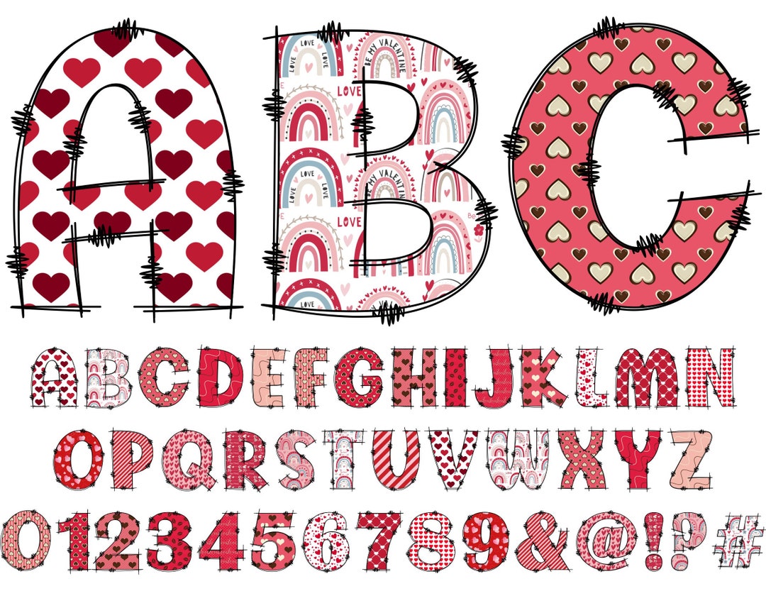 Valentine's Day Letters PNG, Love Alphabet Clip Art, PNG, Doodle ...