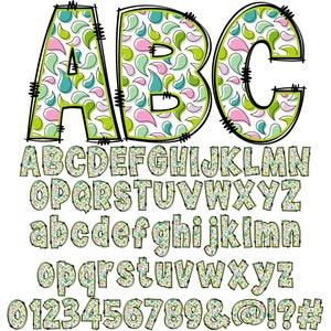 BUNDLE Spring Floral Alphabet PNG, Doodle Alpha, Doodle Flowers, Doodle ...