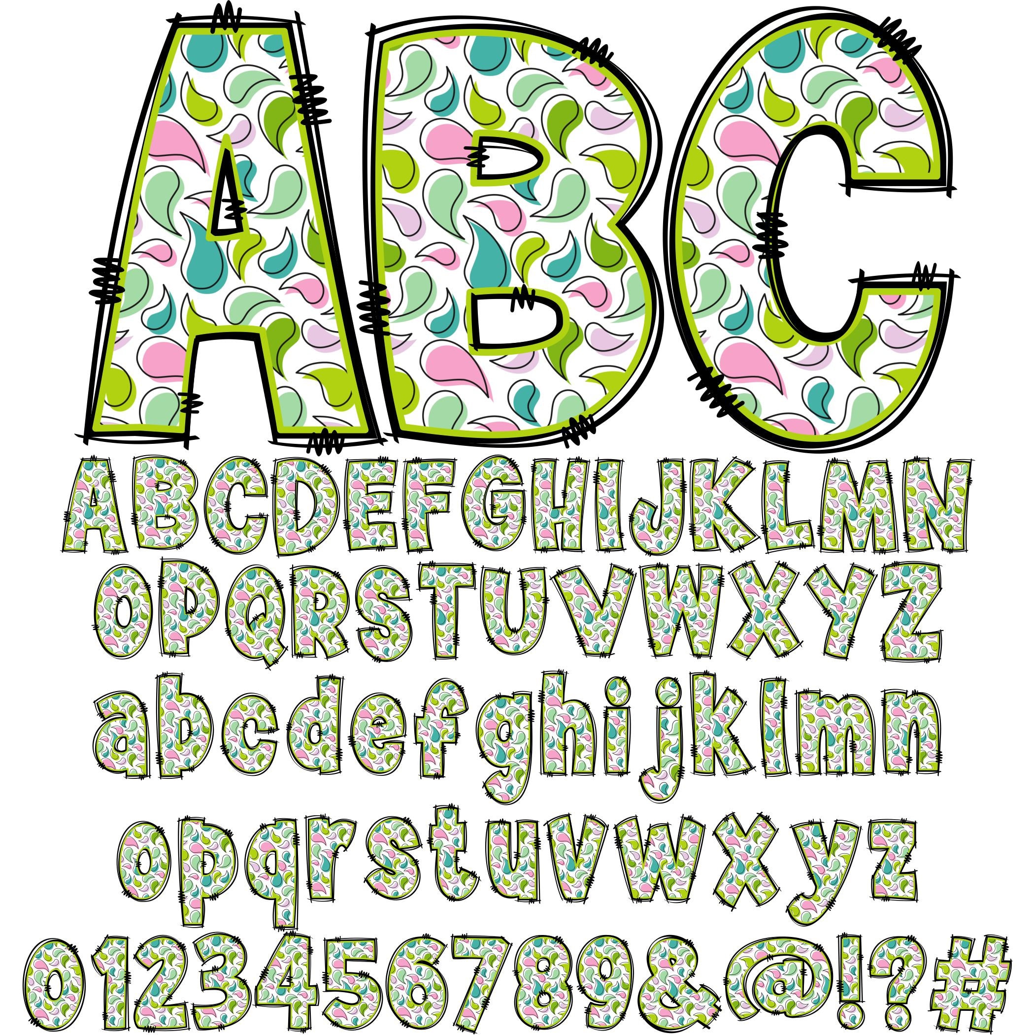 BUNDLE Spring Floral Alphabet PNG Doodle Alpha Doodle - Etsy