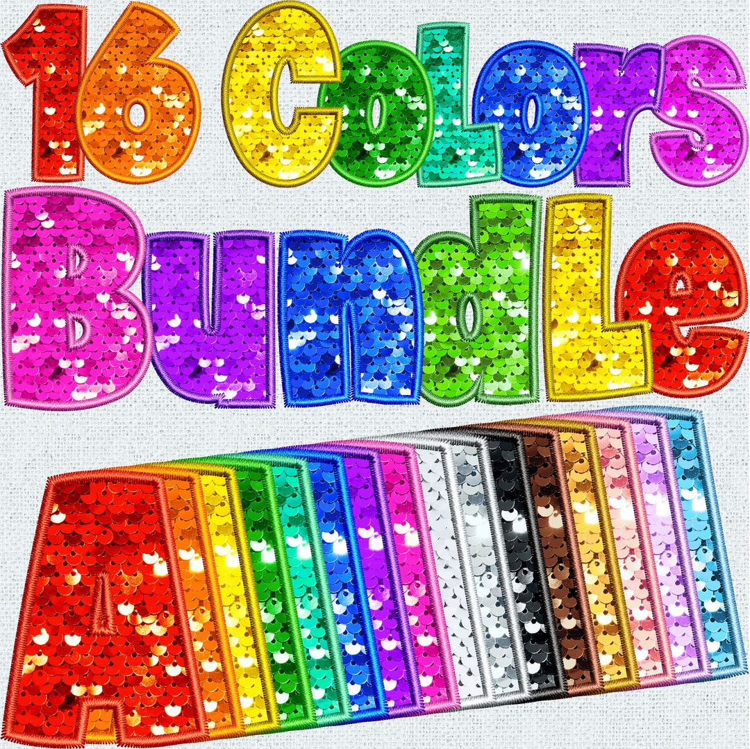 16 Faux Embroidery Sequin BUNDLE, Faux Sequin Patch, Faux Sequin, Alpha ...