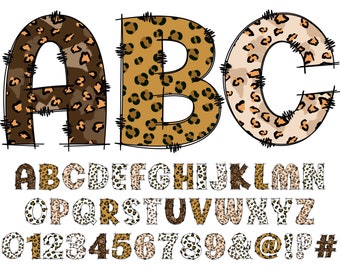 Leopard Print Alphabet PNG Doodle Alphabet Clip Art | Etsy