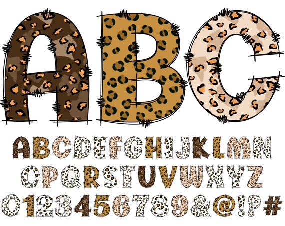 Leopard Print Alphabet PNG Doodle Alphabet Clip Art | Etsy