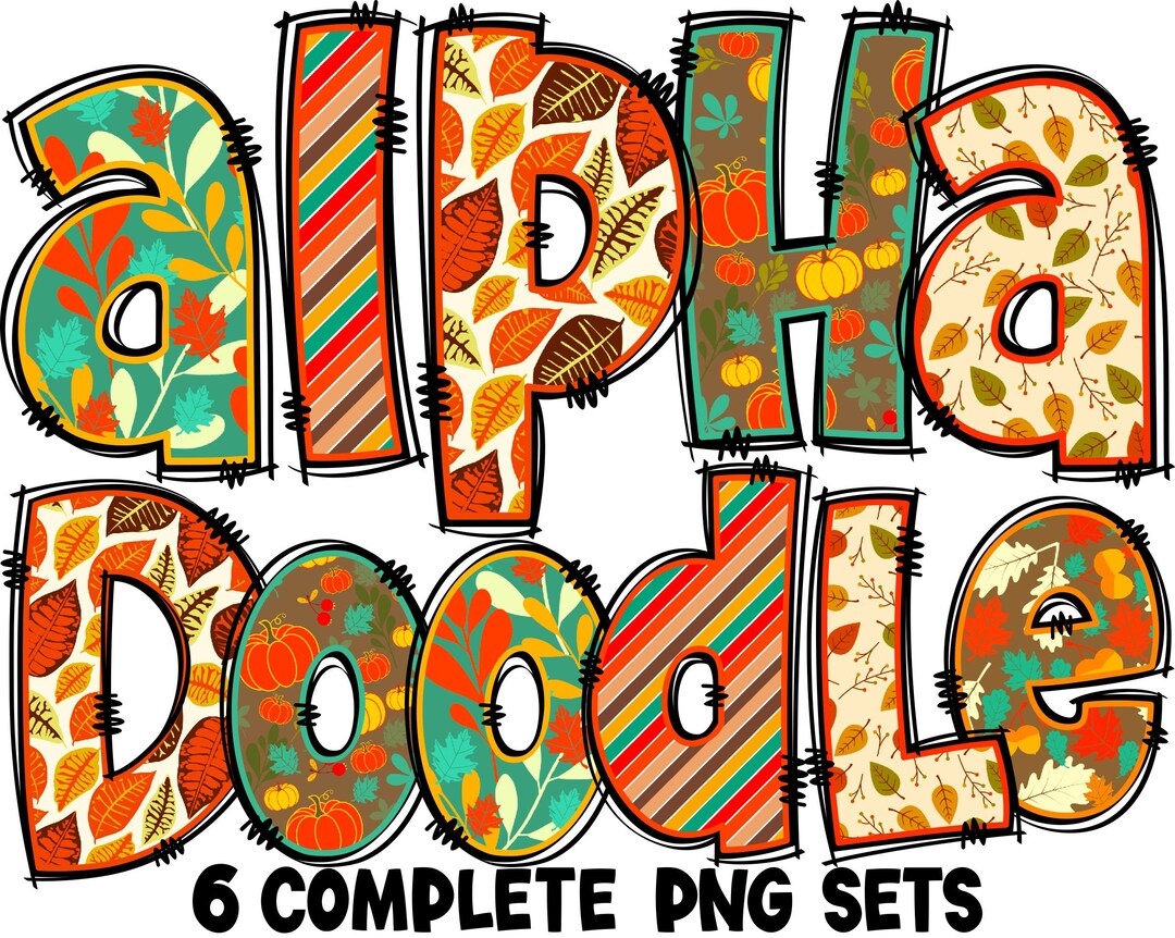 BUNDLE Fall Autumn Alphabet PNG, Fall, Alpha Doodle, Letters, Fall Letters, Autumn Doodle ...