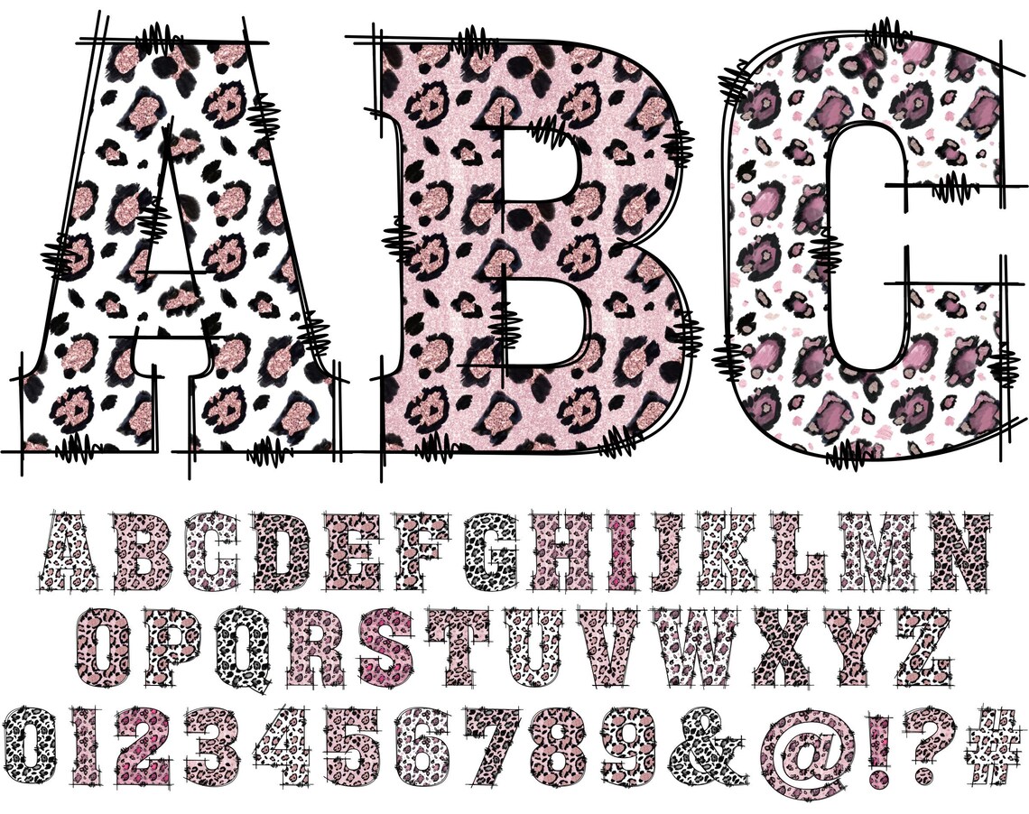Leopard Print Alphabet PNG Doodle Clip Art Transparent PNG - Etsy