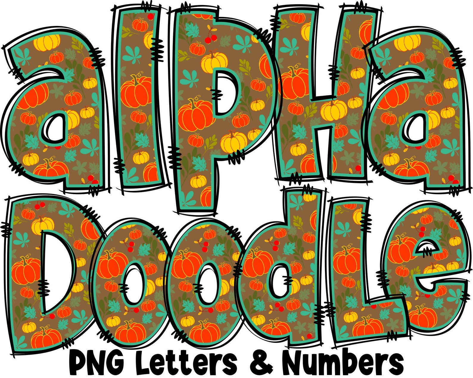 Fall Autumn Letters & Numbers PNG Alpha Doodle PNG Letters - Etsy