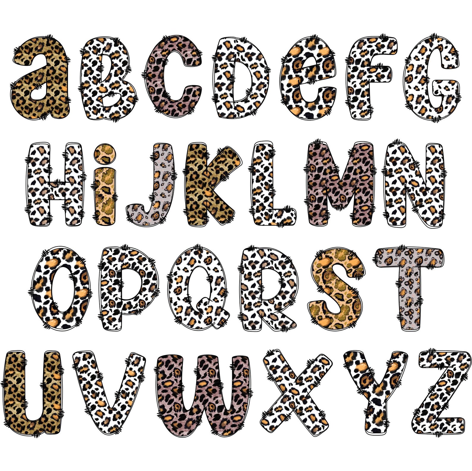 Leopard Print Alphabet PNG Doodle Alphabet Clip Art | Etsy
