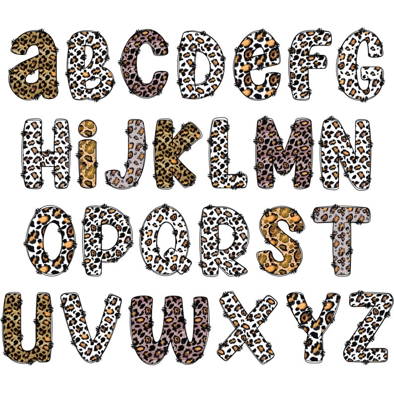 Leopard Print Alphabet PNG, Doodle Alphabet Clip Art, Transparent PNG ...