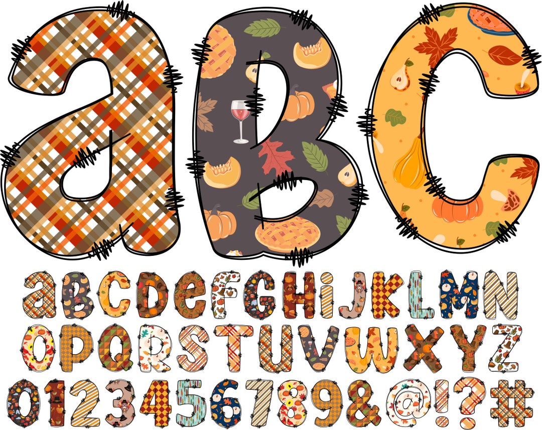 Thanksgiving Alphabet PNG, Watercolor Clip Art, Transparent PNG, Doodle ...