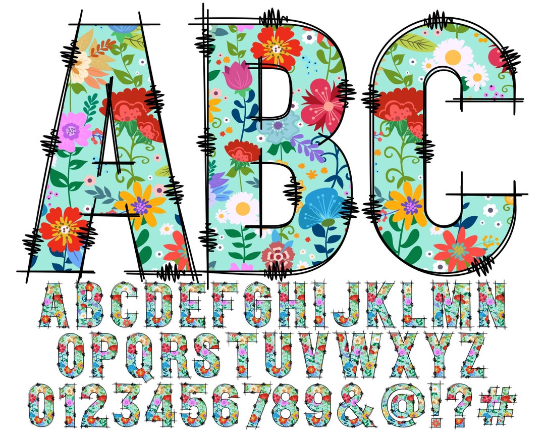 Spring Floral Alphabet PNG, Doodle Alpha, Doodle Flowers, Doodle ...
