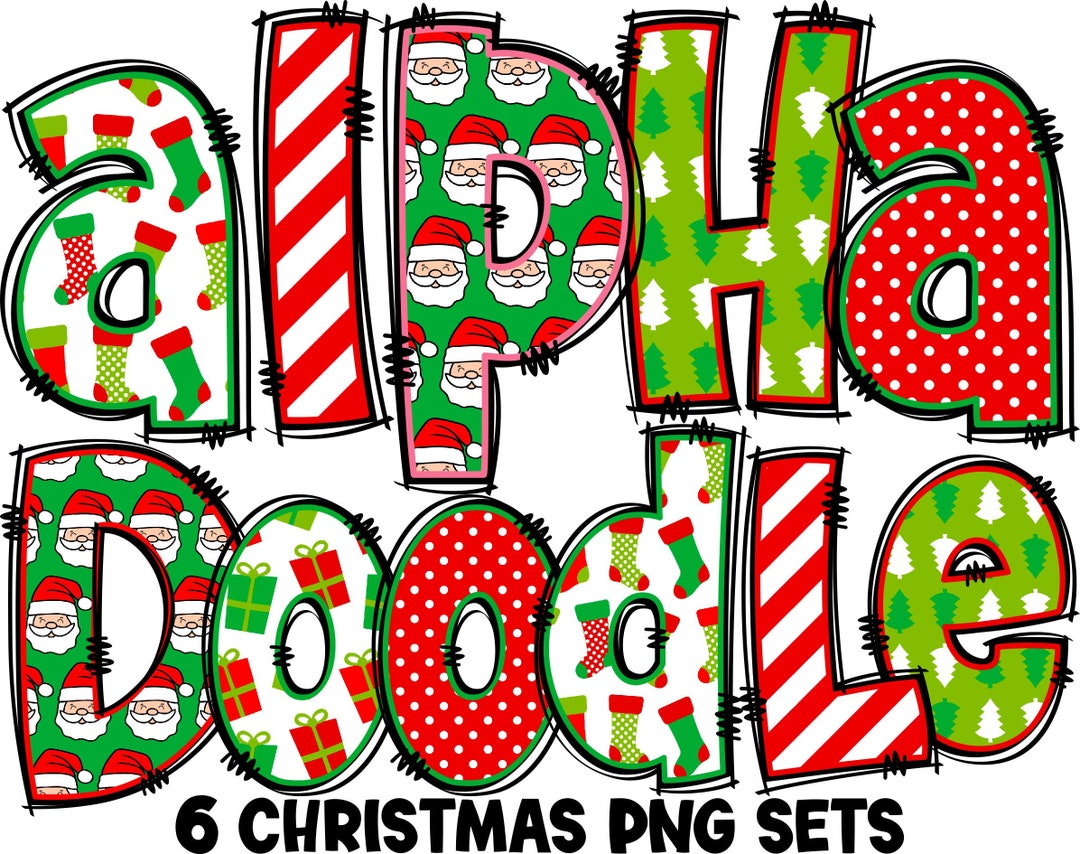 Christmas Alphabet PNG, Christmas Letters, Christmas Doodle, PNG ...
