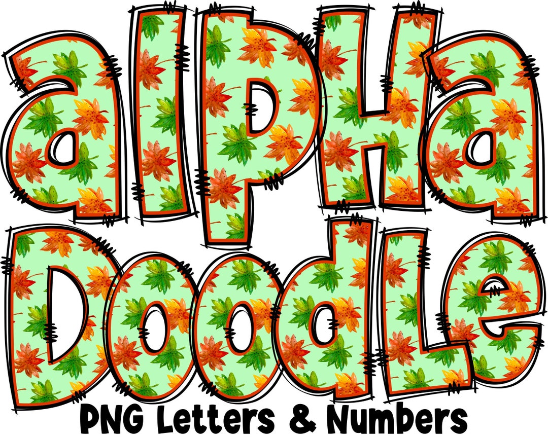 Fall Autumn Letters & Numbers PNG, Alpha Doodle, PNG Letters, Fall ...