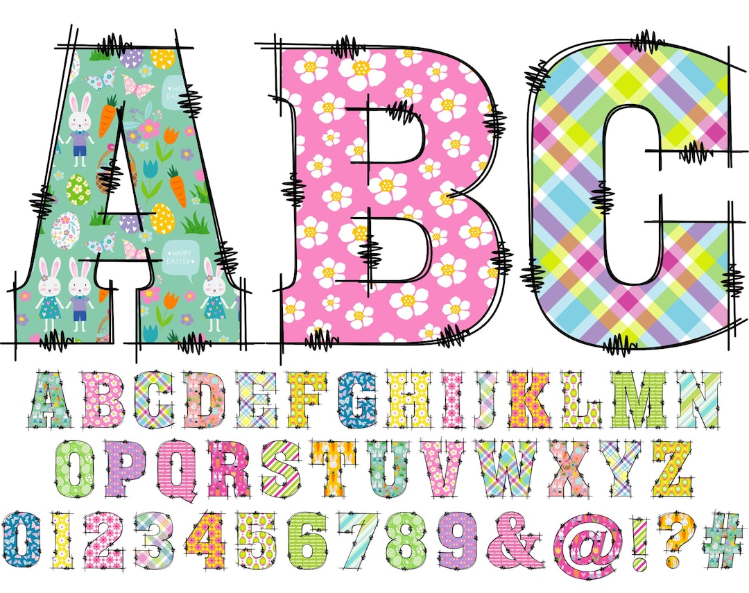 Easter Alphabet PNG, Alphabet Clip Art, PNG, Doodle Easter, Doodle ...