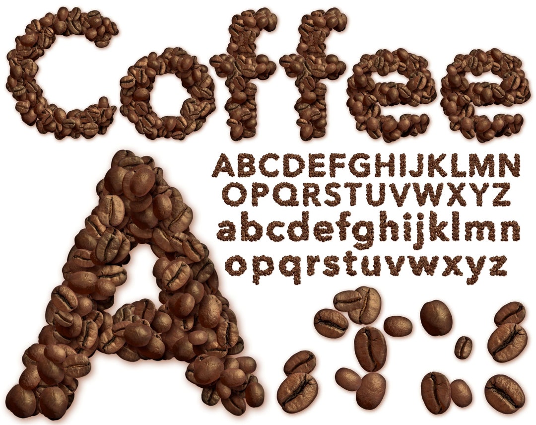 Coffee PNG Letters, Transparent Background, Coffee Bean Alphabet Clip ...