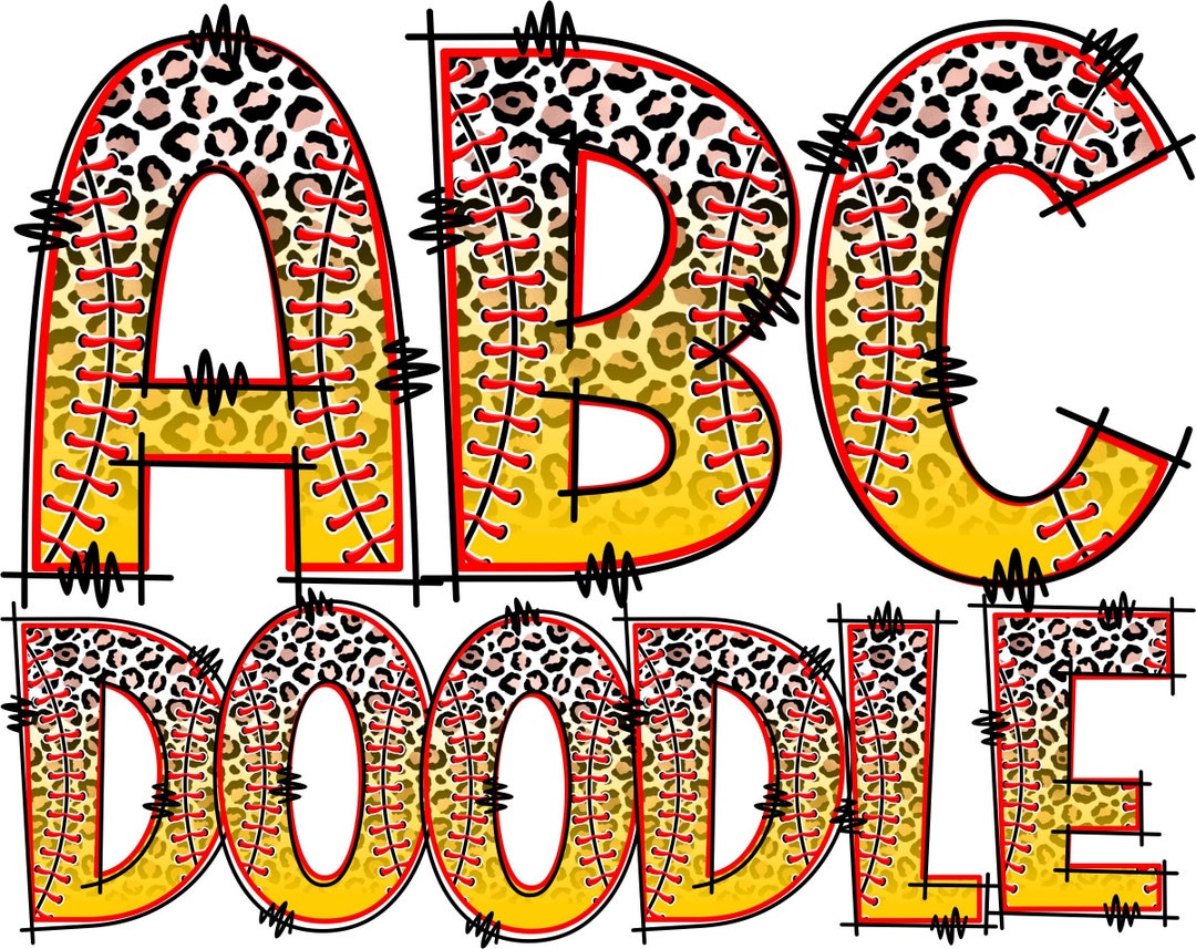 Baseball Letters PNG Leopard, Doodle Alpha, Gold Yellow, Stitching ...