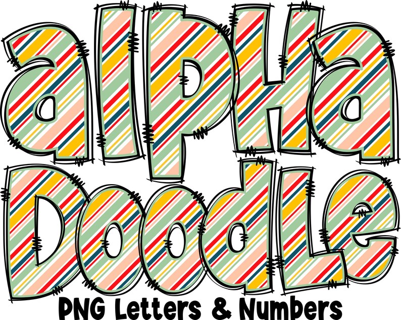 Stripe Letters & Numbers PNG, Alpha Doodle, PNG Letters, Stripe Doodle ...