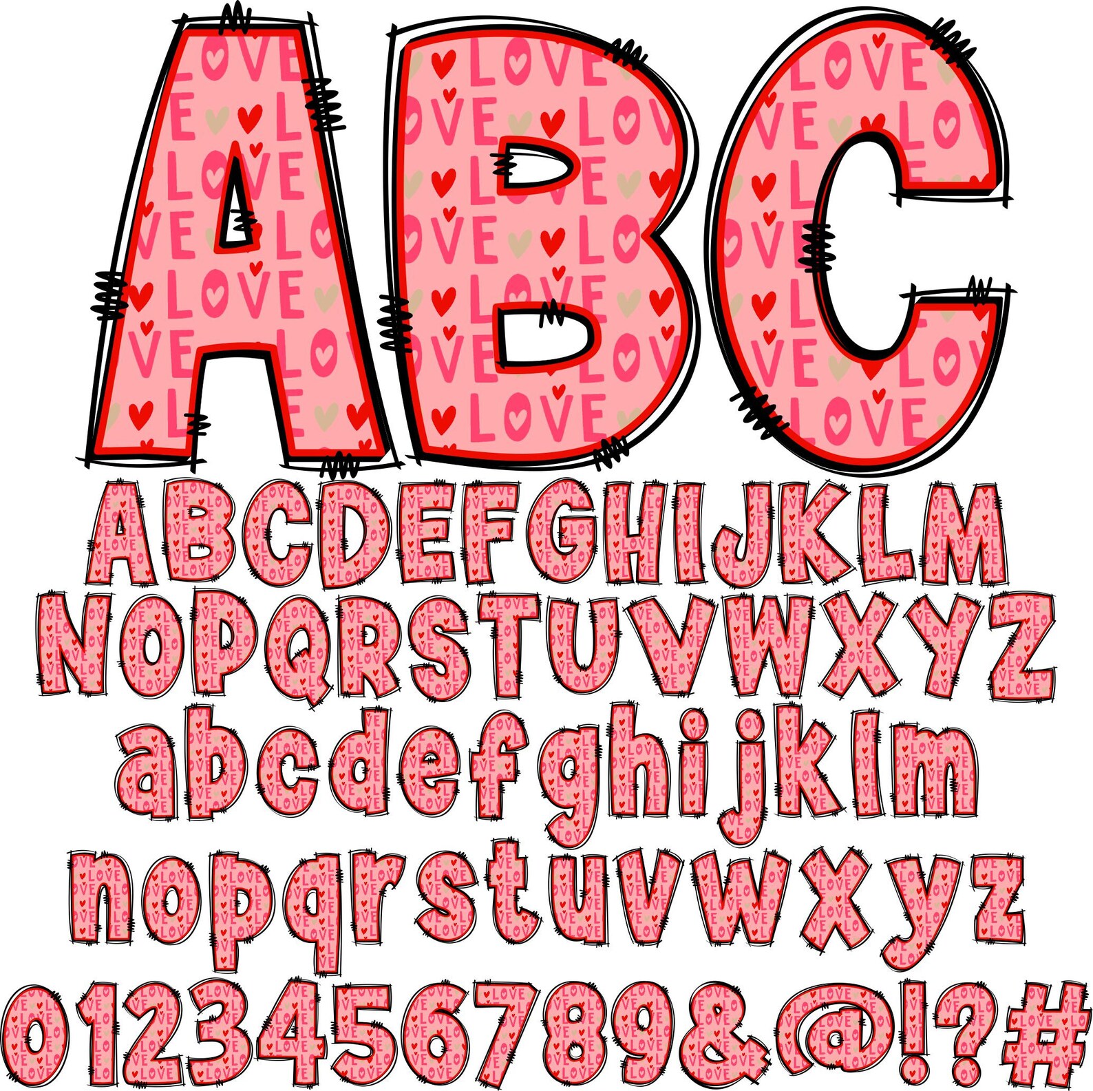 Valentine's Day Alphabet PNG Valentines Letters - Etsy