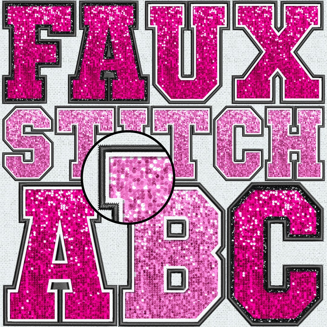 Faux Embroidery Sequin Letters BUNDLE, Faux Sequin Patch, Faux Sequin ...