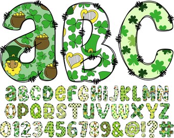 St Patrick's Day Letters PNG Shamrock Alphabet Clip Art | Etsy