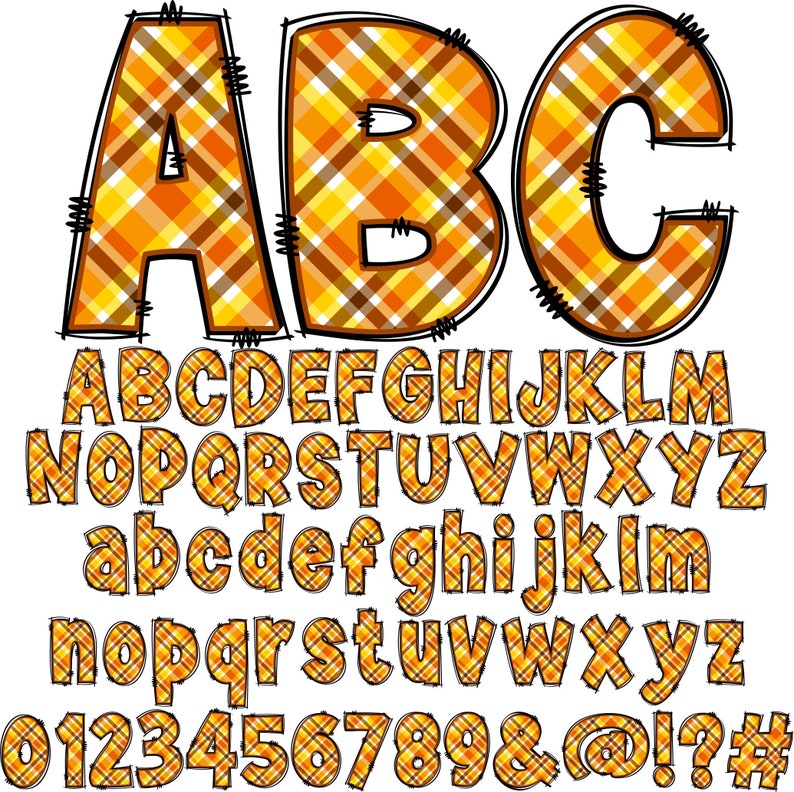 BUNDLE Autumn Plaid Alphabet PNG, Fall, Alpha Doodle, Letters, Fall ...