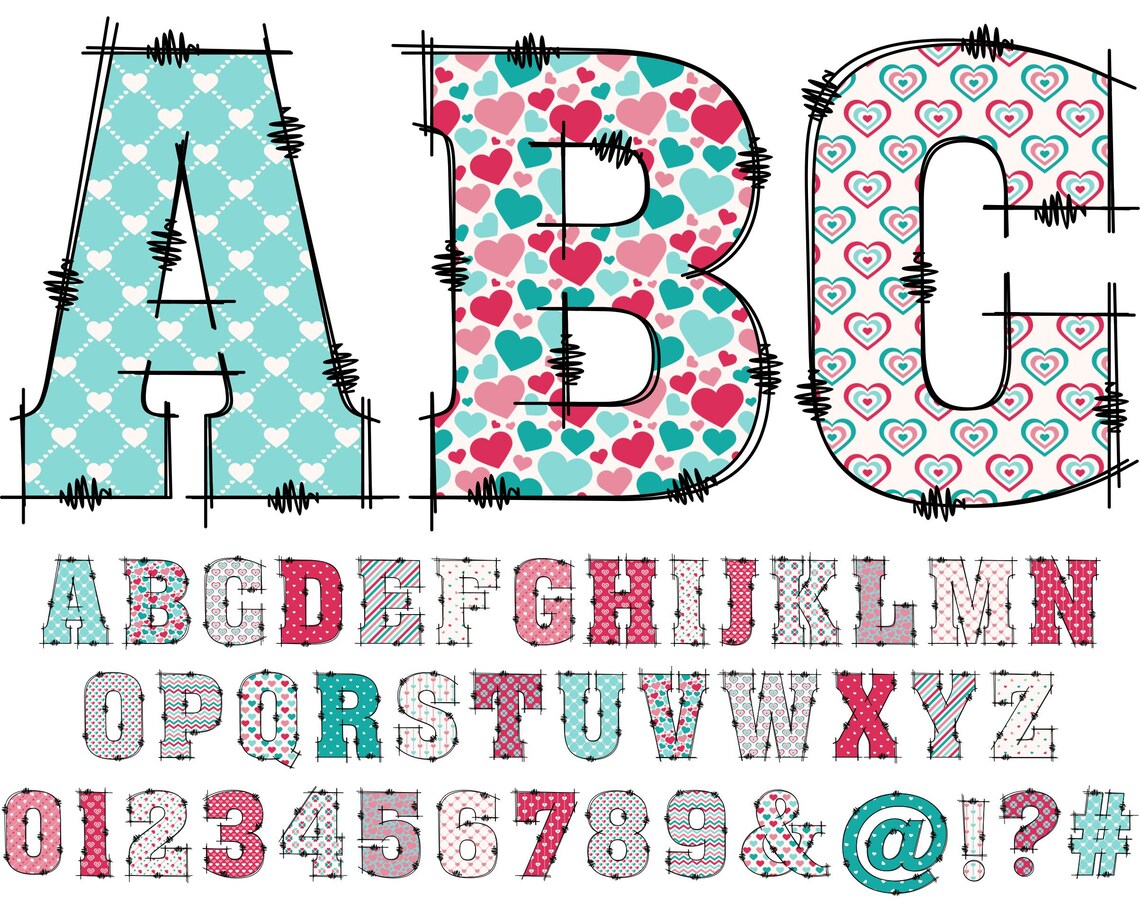 Valentine's Day Alphabet PNG Love Alphabet Clip Art PNG - Etsy