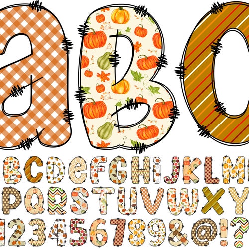 Thanksgiving Clipart Alphabet PNG Doodle Alphabet Clip Art - Etsy
