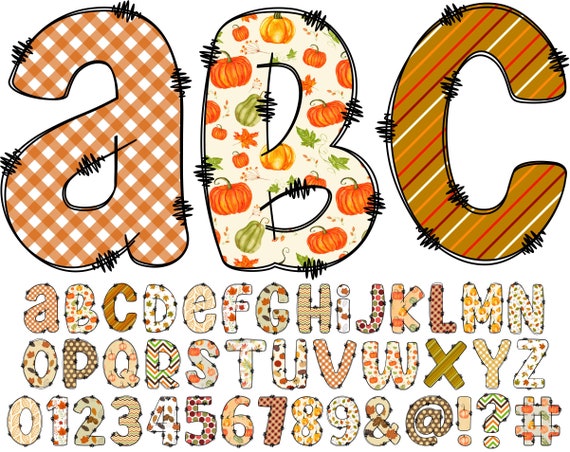 Fall Autumn Clipart Alphabet PNG Doodle Alphabet Clip Art | Etsy