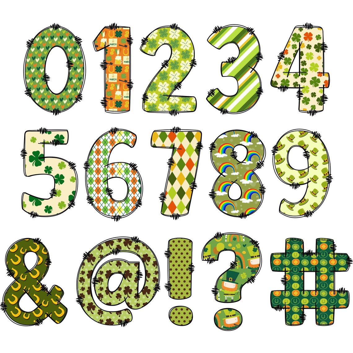 St Patrick's Day Letters PNG Shamrock Alphabet Clip Art | Etsy