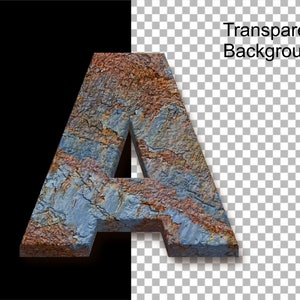 Rusted PNG Letters, Transparent Background, 3D Rusted Alphabet Clip Art ...