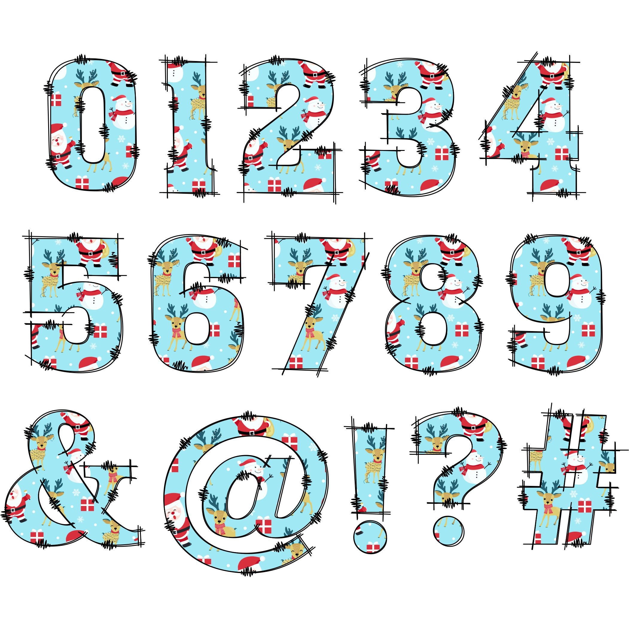 Christmas Clipart Alphabet PNG, Light Blue Letters Clip, Doodle ...
