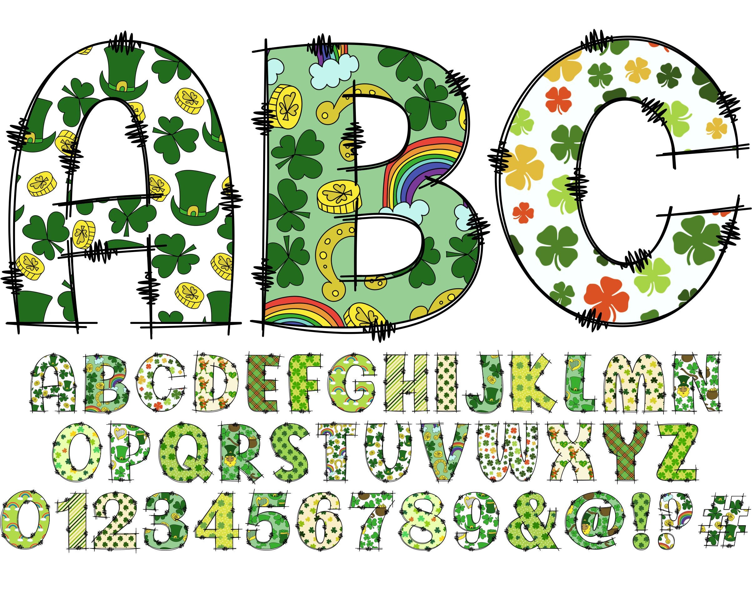 Papercraft Clovers Doodle St Paddy's Letters Patty's Day Alphabet St ...