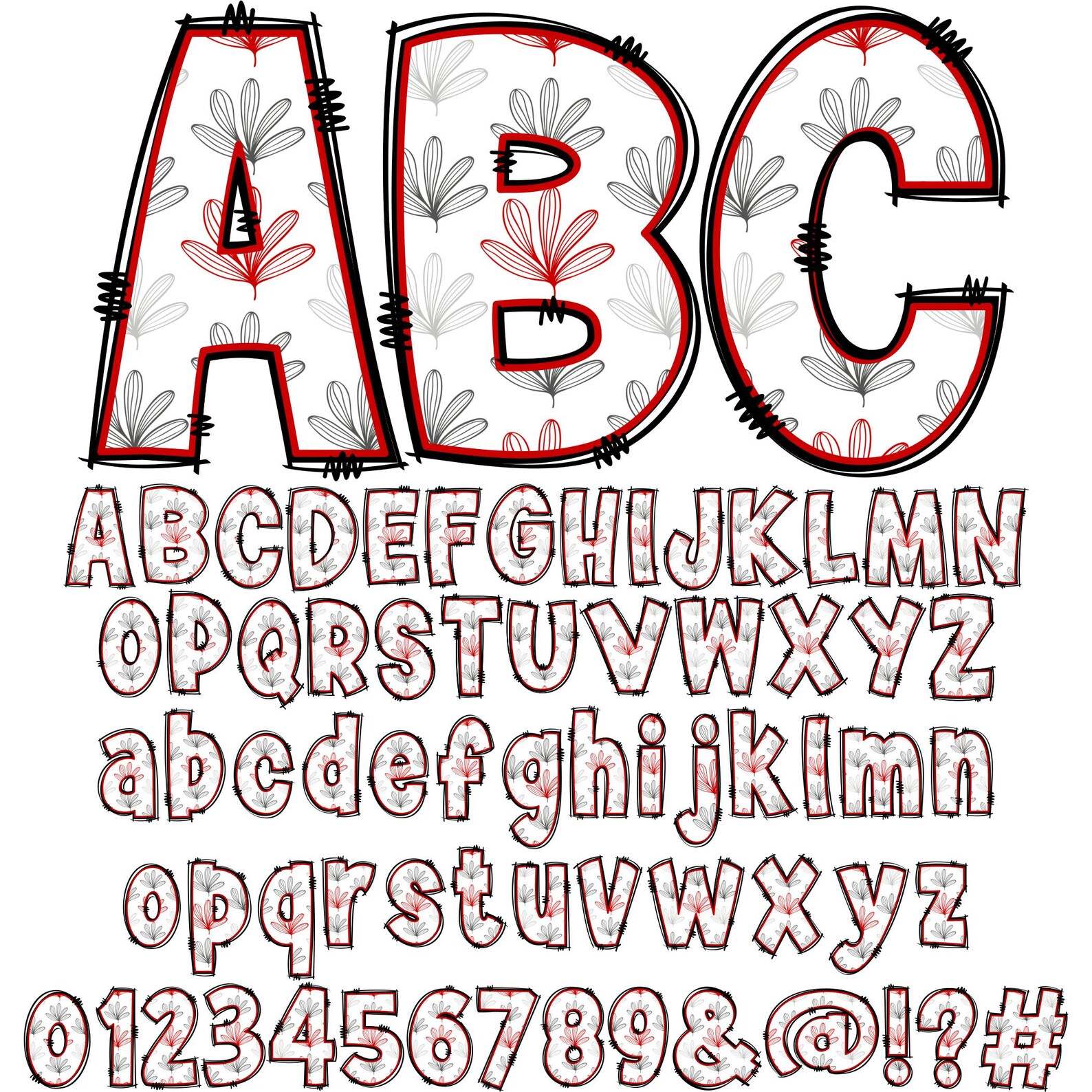 BUNDLE Spring Floral Alphabet PNG Doodle Alpha Doodle - Etsy